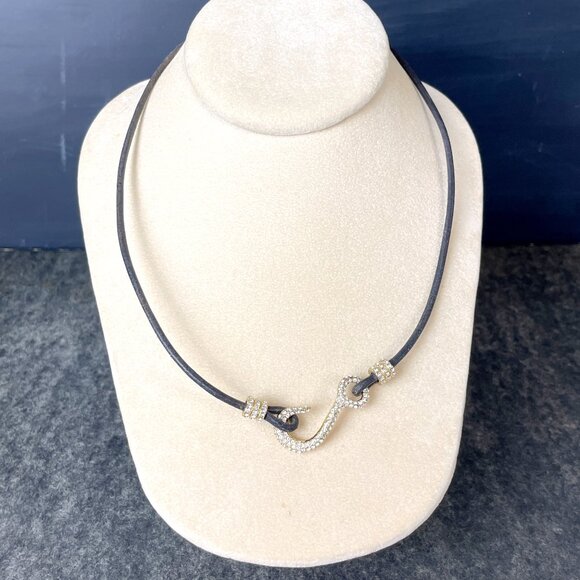 Giles & Brother | Jewelry | Giles Brother Pav Hook And Leather Necklace ...